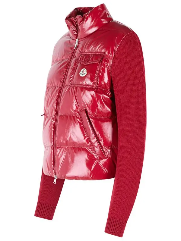 Moncler Padded Virgin Wool Cardigan With Zip Closure