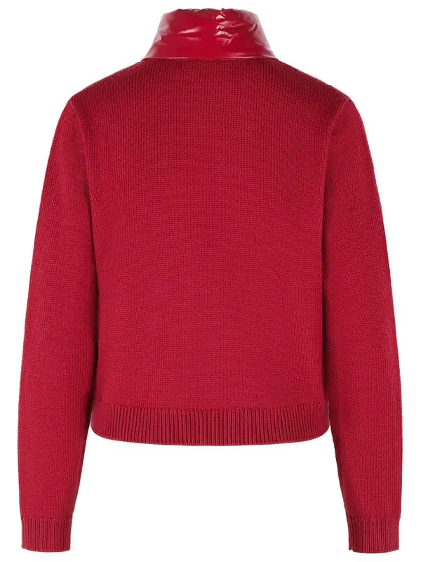 Moncler Padded Virgin Wool Cardigan With Zip Closure