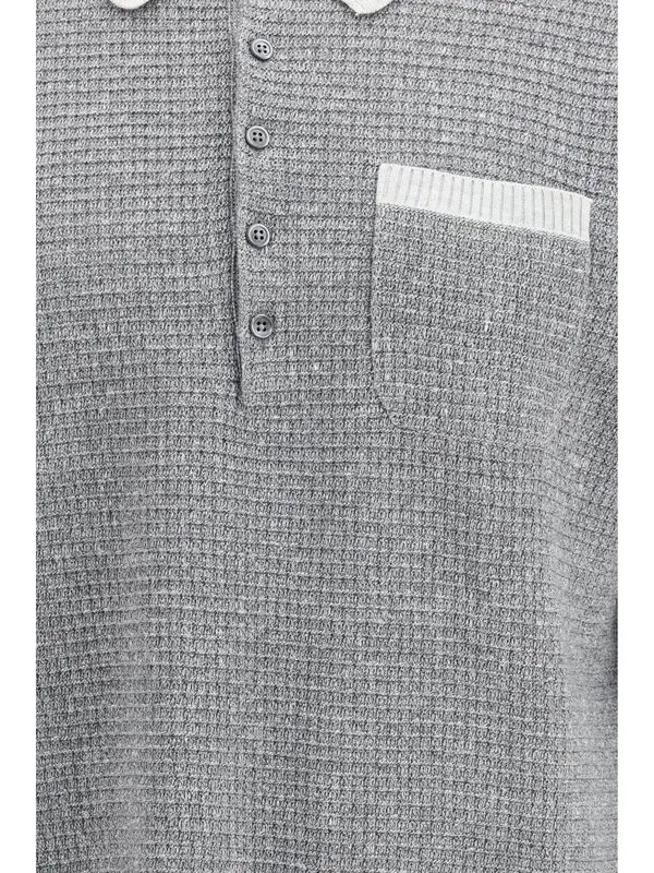 Thom Browne Knitted Polo Shirt - Gray
