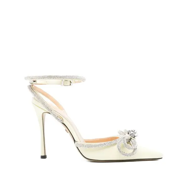 Mach & Mach Embellished Bow Stiletto Heel Ankle Strap Pumps - Yellow