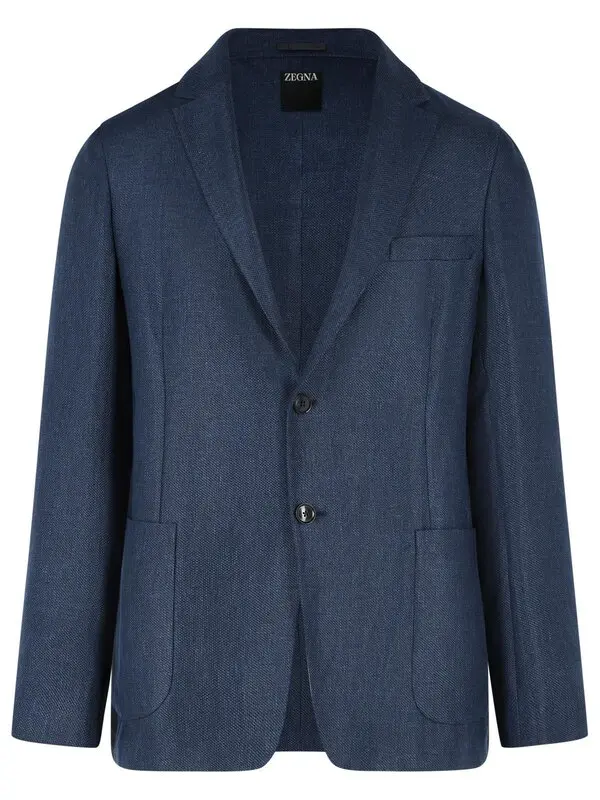 Zegna Drop 8' Linen And Wool Jacket - Blue