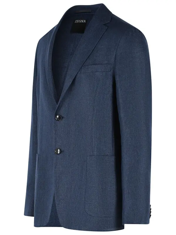 Zegna Drop 8' Linen And Wool Jacket - Blue