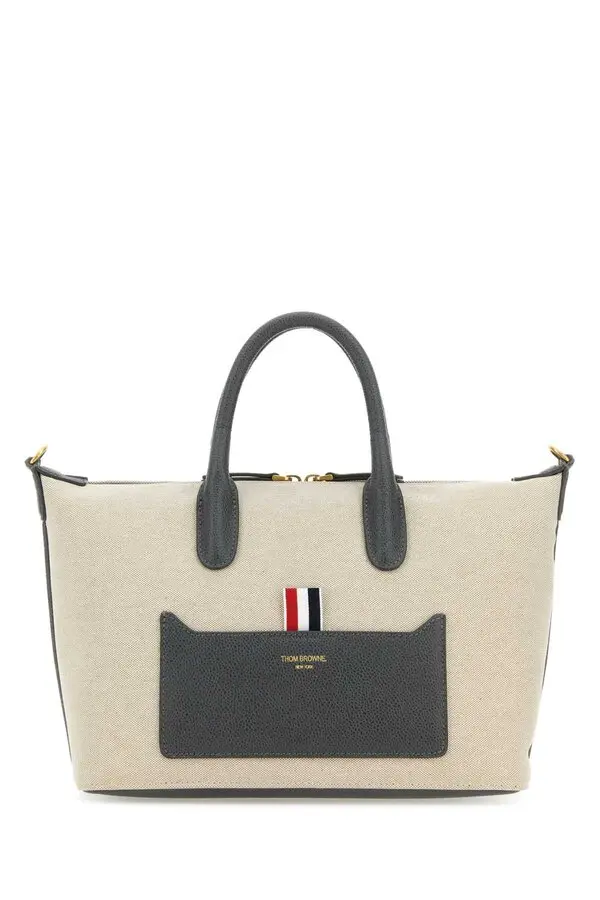 Thom Browne Sand Canvas Duffle Small Handbag - Brown