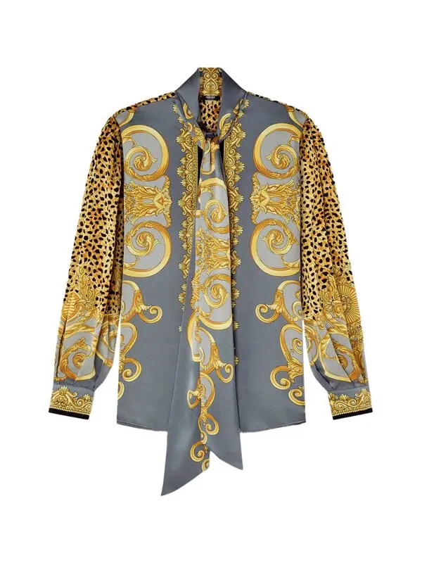 Versace Printed Silk Shirt - Gray