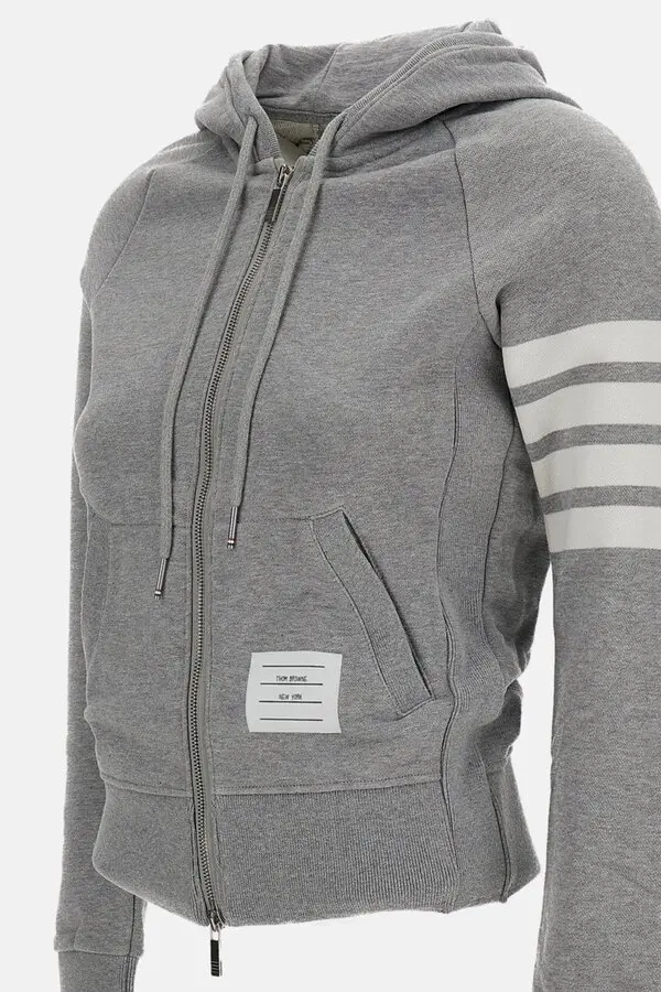 Thom Browne Loopback Cotton 4-bar Zip Hoodie - Multicolor
