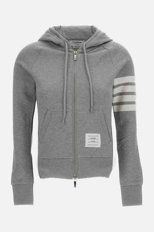 Thom Browne Loopback Cotton 4-bar Zip Hoodie - Multicolor