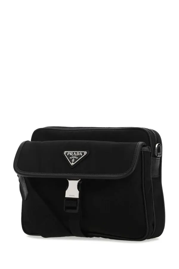 Prada Nylon Crossbody Bag With Buckle Detail