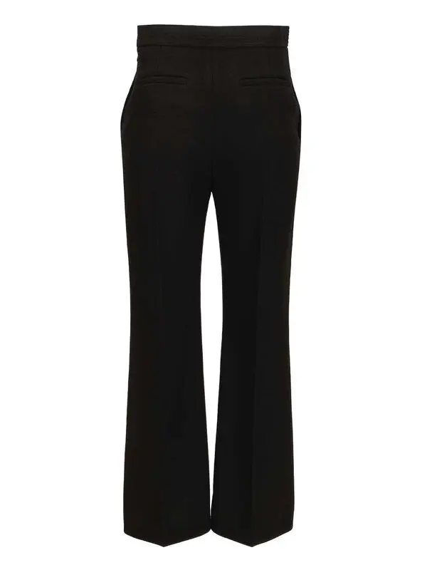 Valentino Garavani Vlogo Wool Crepe Regular Trousers - Black