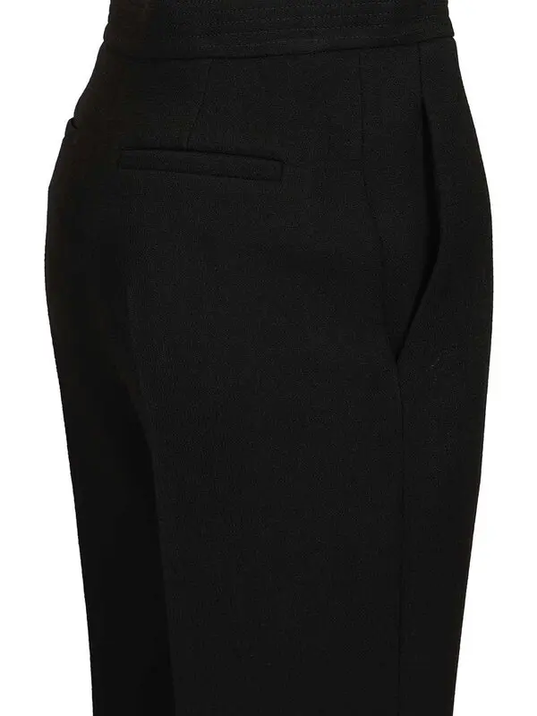 Valentino Garavani Vlogo Wool Crepe Regular Trousers - Black
