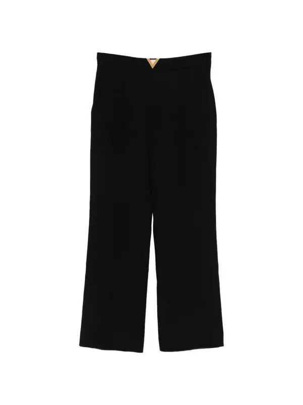 Valentino Garavani Vlogo Wool Crepe Regular Trousers - Black