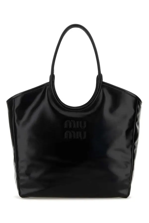Miu Miu Leather Shopping Bag With Embossed Logo