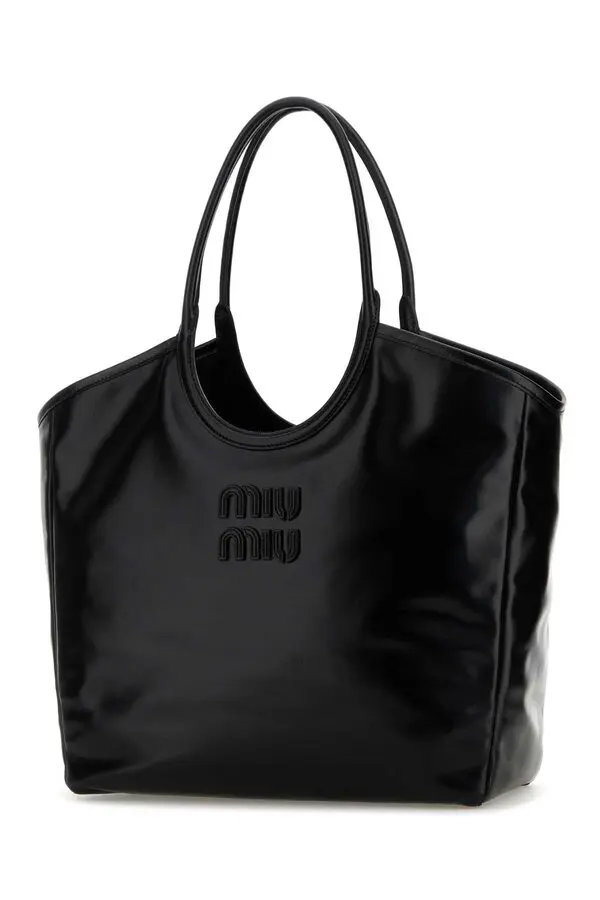 Miu Miu Leather Shopping Bag With Embossed Logo
