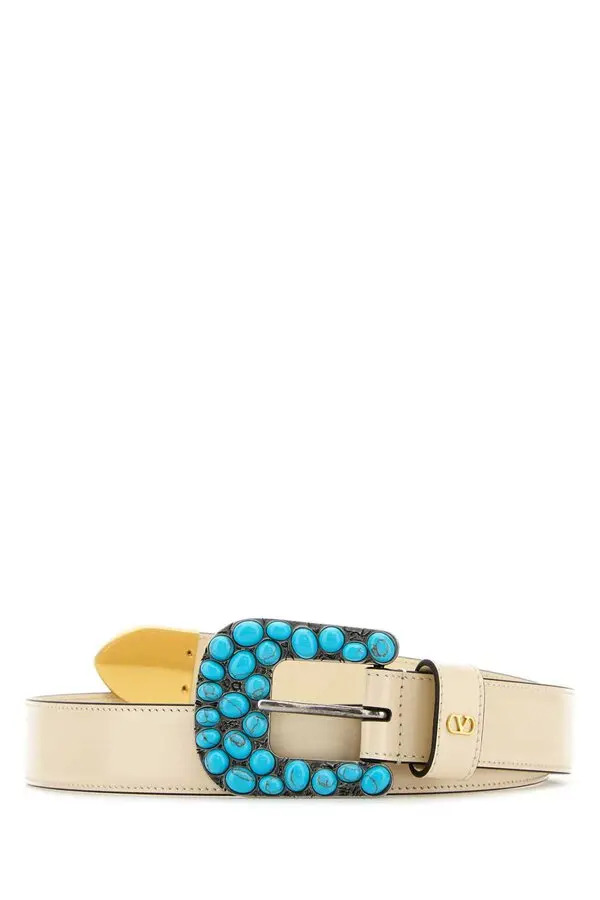 Valentino Garavani Leather Belt With Golden Metal Finishing