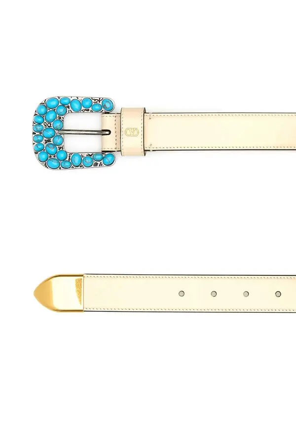 Valentino Garavani Leather Belt With Golden Metal Finishing