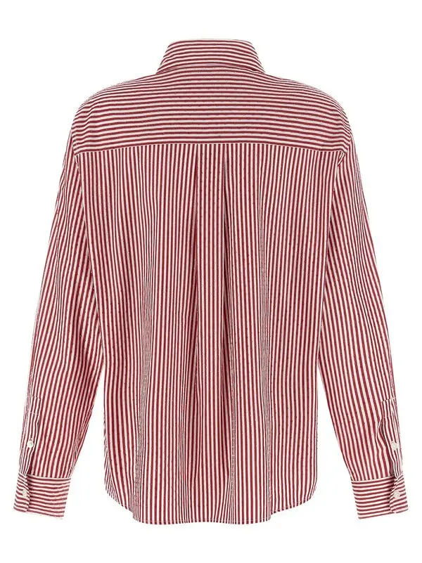 P.a.r.o.s.h Striped Cotton Poplin Shirt With All-over Rhinestones - Red
