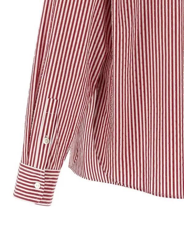 P.a.r.o.s.h Striped Cotton Poplin Shirt With All-over Rhinestones - Red