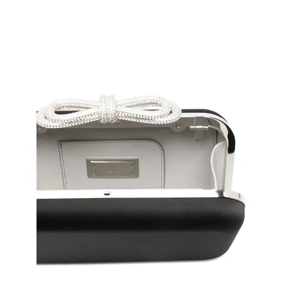 Mach & Mach Crystal-embellished Satin Clutch - Black