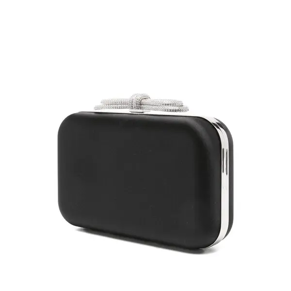 Mach & Mach Crystal-embellished Satin Clutch - Black