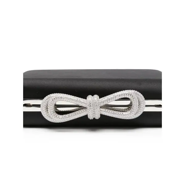 Mach & Mach Crystal-embellished Satin Clutch - Black