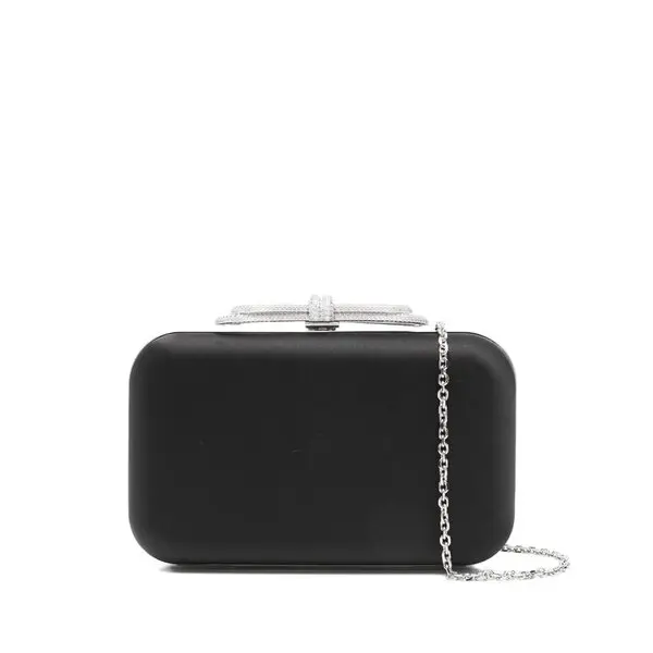 Mach & Mach Crystal-embellished Satin Clutch - Black