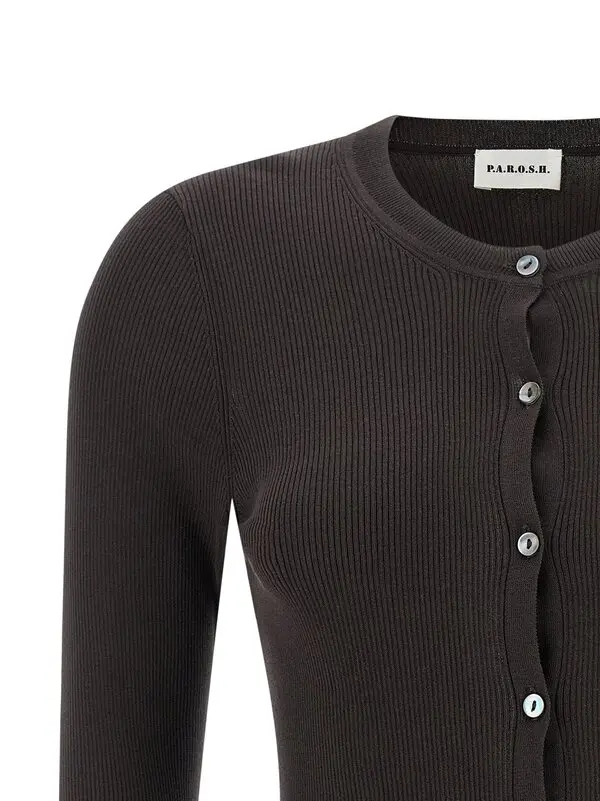 P.a.r.o.s.h Ribbed Cotton Blend Cardigan
