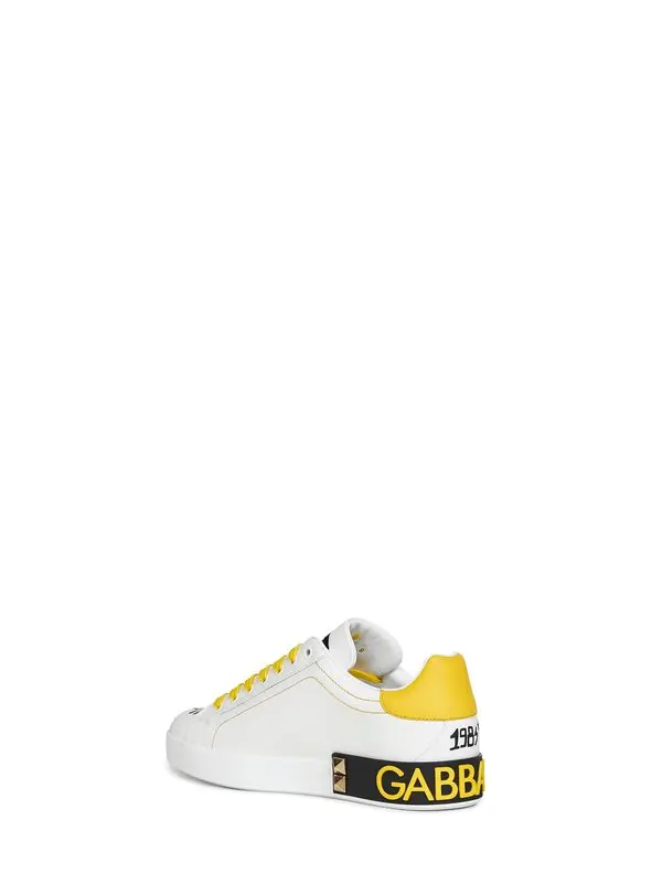 Dolce & Gabbana White Leather Graffiti-style Lettering Sneakers - Multicolor