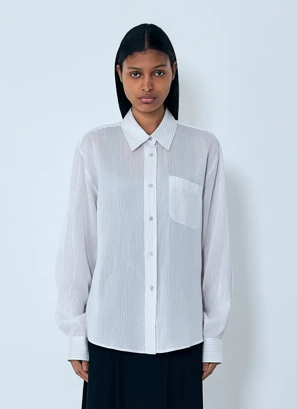 Our Legacy Forever Shirt Striped Cotton Blend With Cupro - White