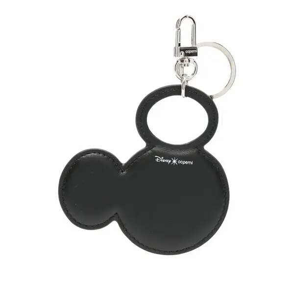 Coperni Calf Leather Mickey Mouse Motif Keyring - Black