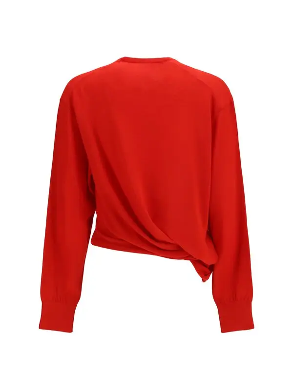 Loewe Wool V-neck Sweater With Logo Detail - Red