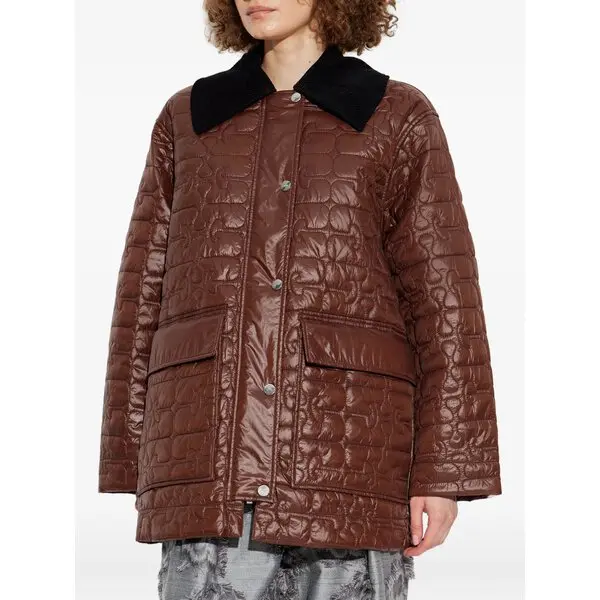 GANNI Quilted Coat With Contrasting Collar