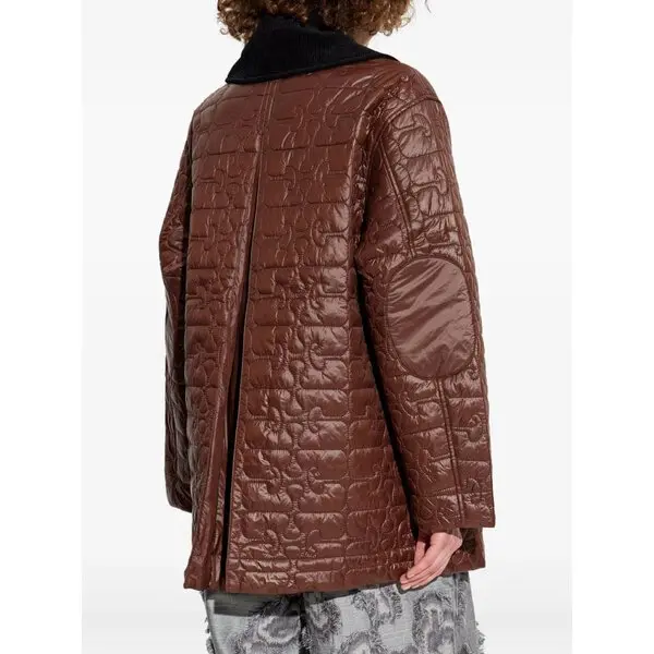 GANNI Quilted Coat With Contrasting Collar