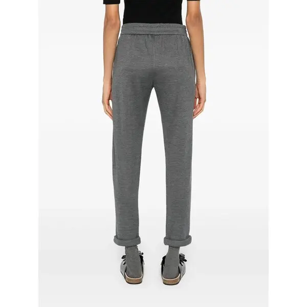 Brunello Cucinelli Monili Chain Detail Cotton Blend Track Pants - Gray