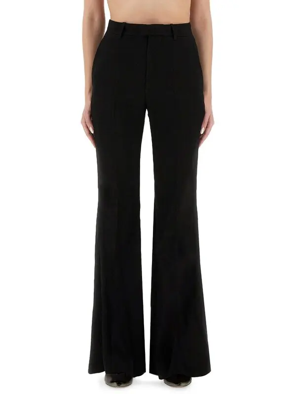 Balenciaga Flared Viscose Trousers - Black