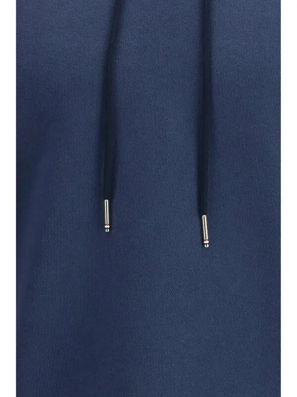 Thom Browne Cotton Hoodie With Signature Stripes - Blue