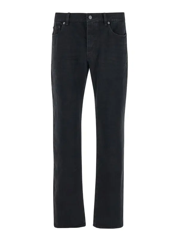 Saint Laurent Black Denim Slim Fit Jeans With Logo Patch - Multicolor