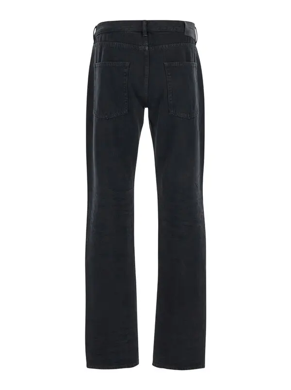 Saint Laurent Black Denim Slim Fit Jeans With Logo Patch - Multicolor