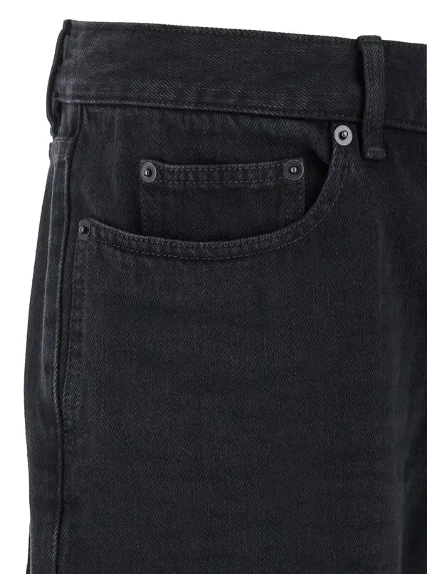 Saint Laurent Black Denim Slim Fit Jeans With Logo Patch - Multicolor