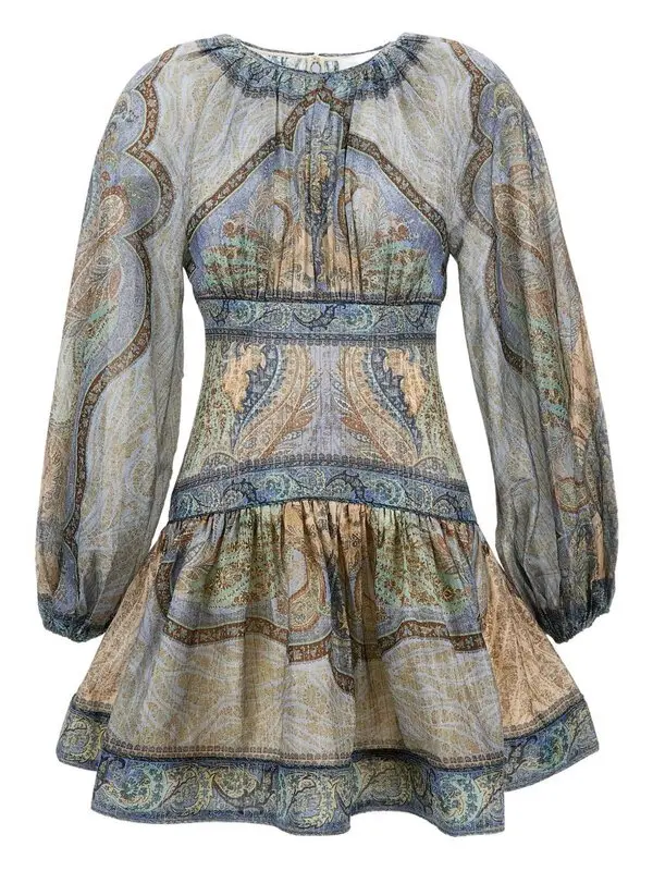 Zimmermann Wanderlust Mini Dress - Gray