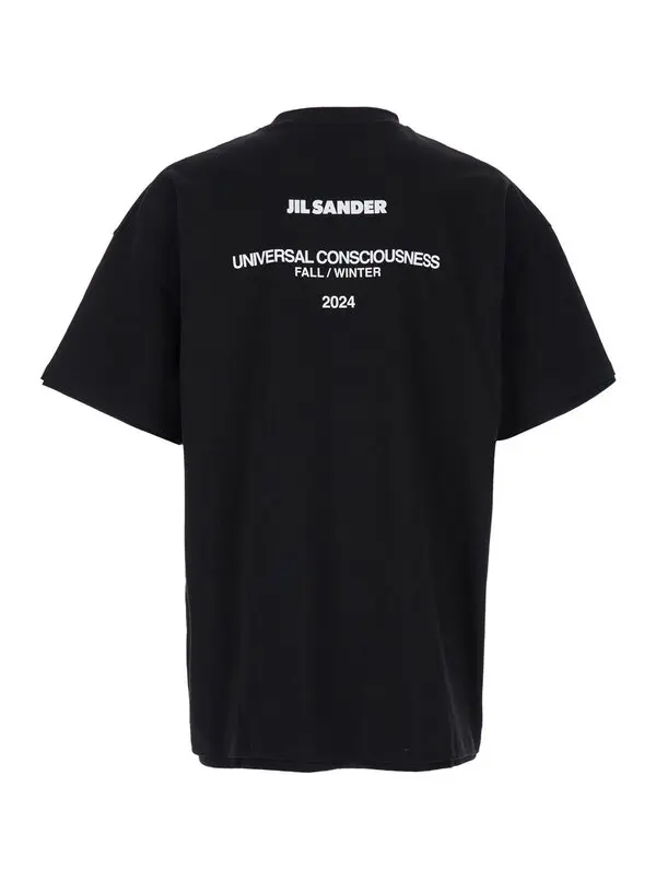 JIL SANDER Black Double-layers T-shirt In Cotton - Multicolor
