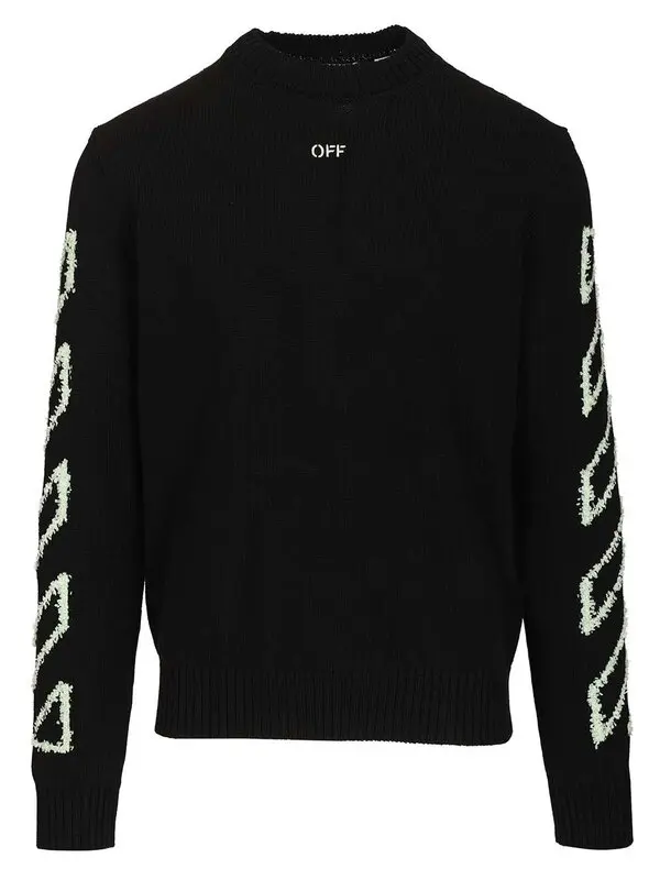 Off-White Arrows" Embroidered Crewneck Sweater - Black