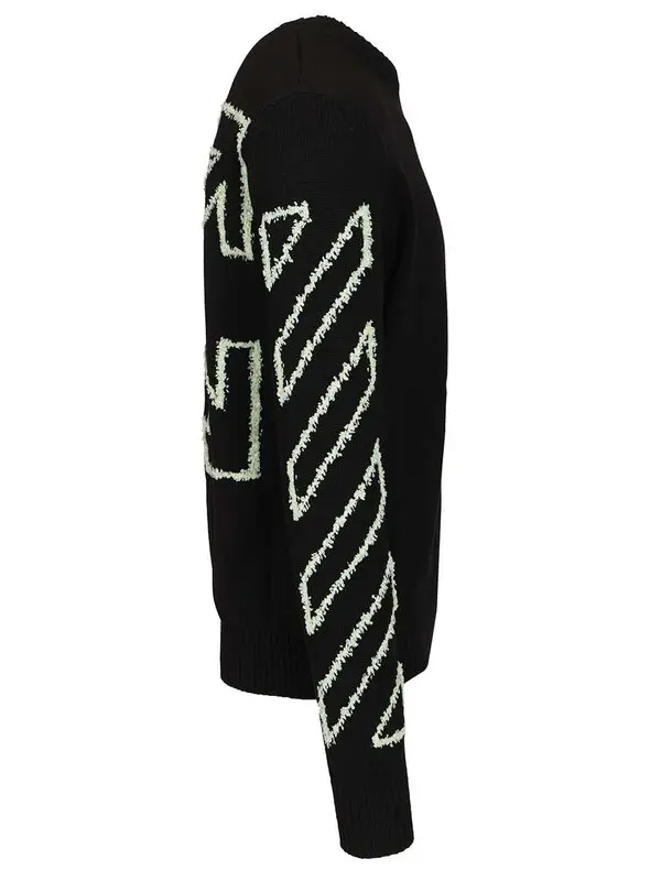 Off-White Arrows" Embroidered Crewneck Sweater - Black