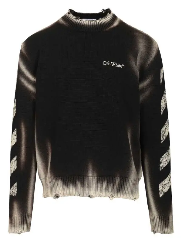 Off-White Diag Ar Corrosion Knit Sweater - Black