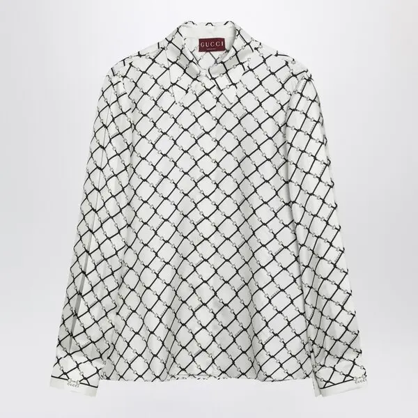 Gucci Printed Silk Twill Shirt - White