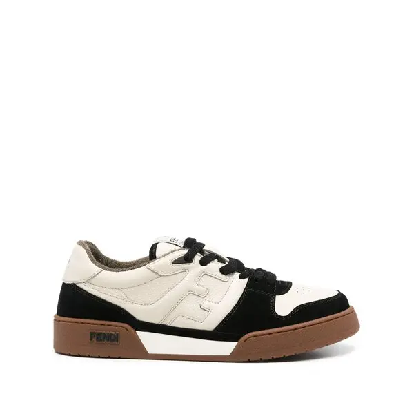 Fendi Neutrals Colour-block Low-top Sneakers - Cream