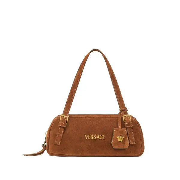 Versace Suede Textured Shoulder Bag