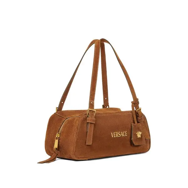 Versace Suede Textured Shoulder Bag