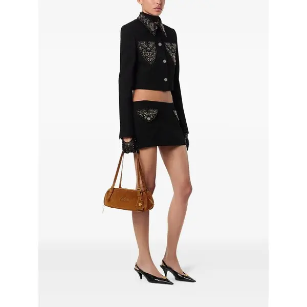 Versace Suede Textured Shoulder Bag