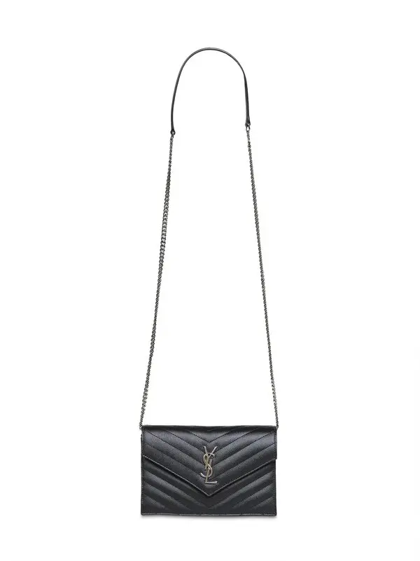 Saint Laurent Black Cassandre Envelope Chain Wallet - Multicolor
