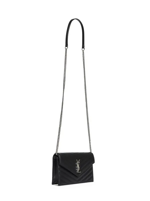 Saint Laurent Black Cassandre Envelope Chain Wallet - Multicolor