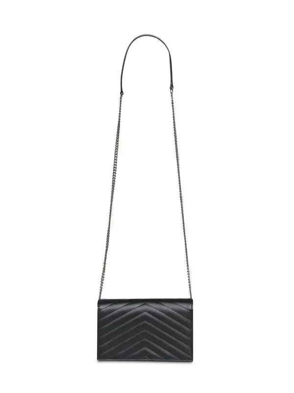Saint Laurent Black Cassandre Envelope Chain Wallet - Multicolor